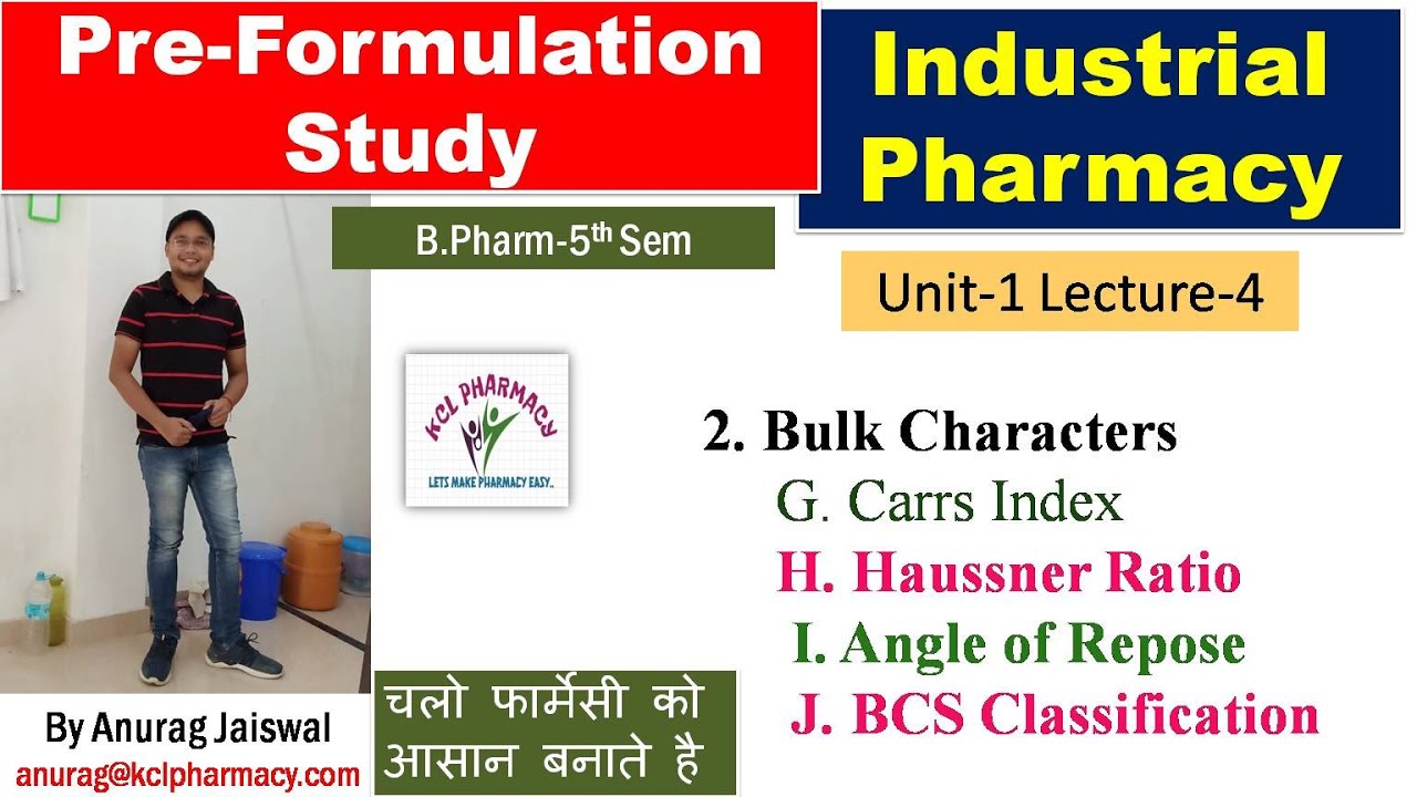 Carrs Index, Angle of Repose, BCS Classification System, | L-4 chapter ...