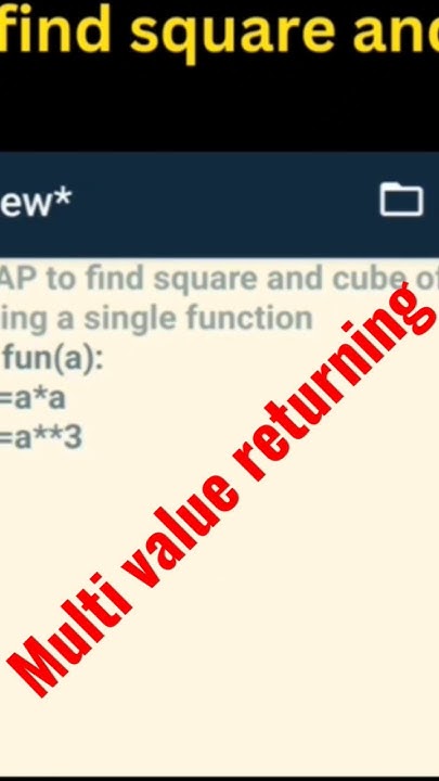 #Act5 Function returns multiple values in Python - YouTube