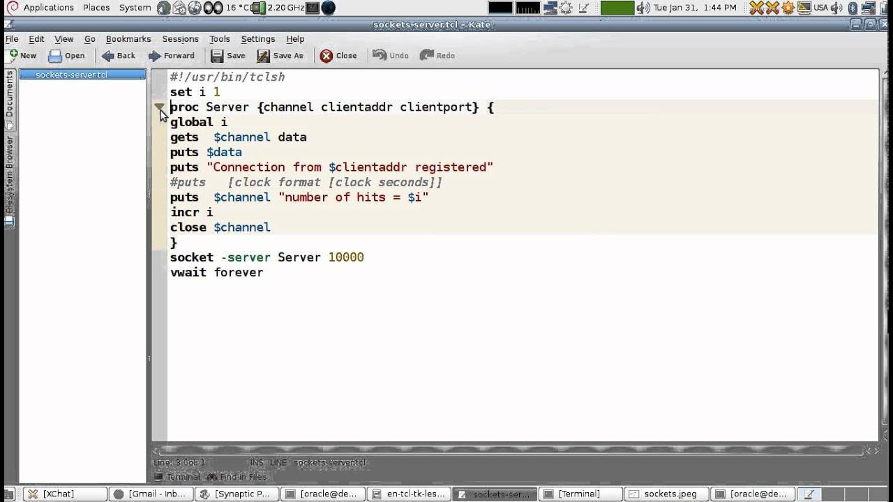 Programming in Tcl/Tk Lesson 32: Sockets: Server Side Script. (English Version) - YouTube