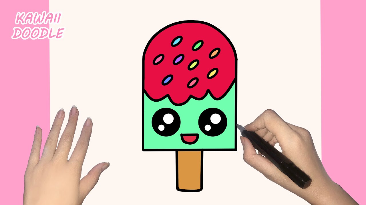 🌸HOW TO DRAW A CUTE ICE POP - ICE CREAM🍦~ STEP BY STEP ~ KAWAII DOODLE ...
