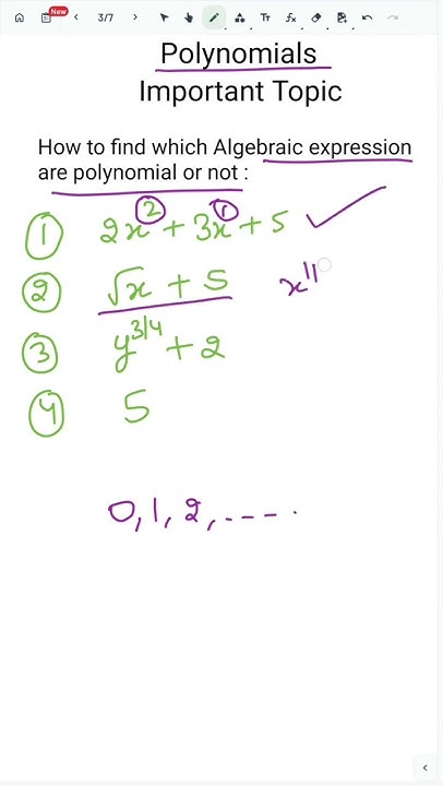 Identify which the Algebraic Expression are polynomial or not # ...