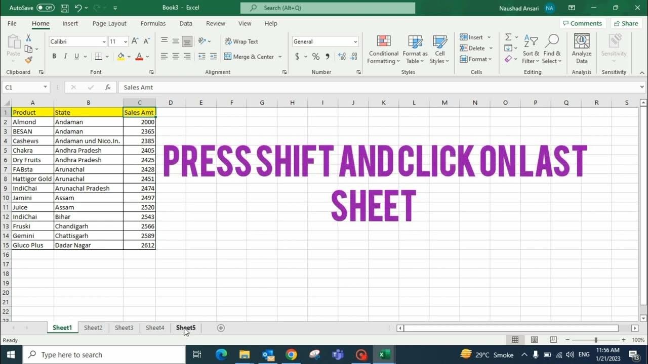 How to select multiple sheets in Excel and edit #shorts - YouTube