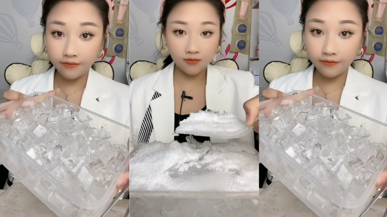 SOLO LZM | FRESH CLEAR ICE CUBES 🧊 WITH DEEP FREEZER FROST #iceeating #asmr #asmrice # ...
