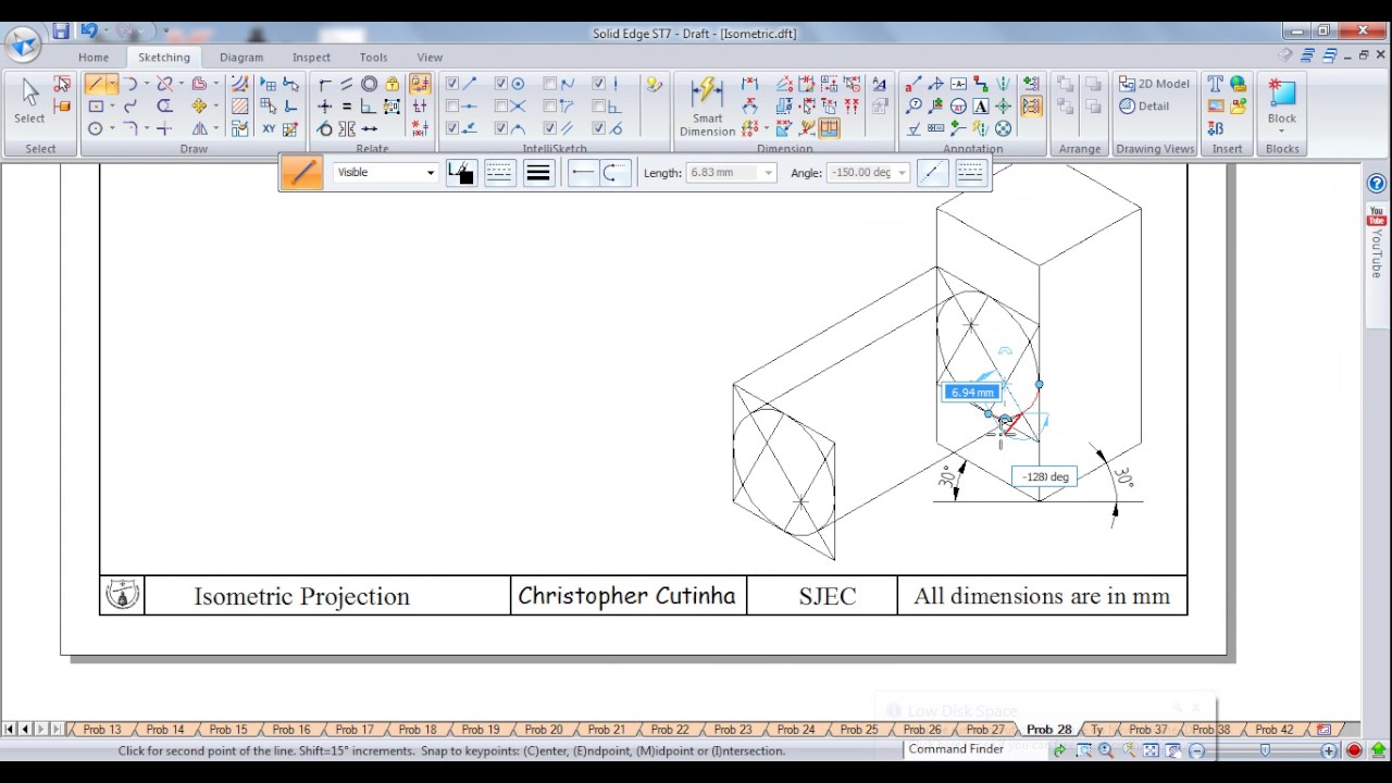 CAED isometric vtu problem no.28 (Solid Edge ST7) - YouTube