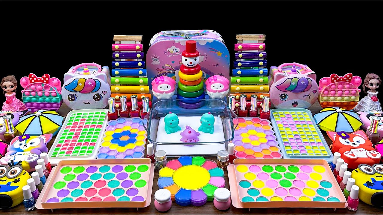 Random Slime ASMR🌈Relaxing Mix of Colorful Slime with Pink Pig ...