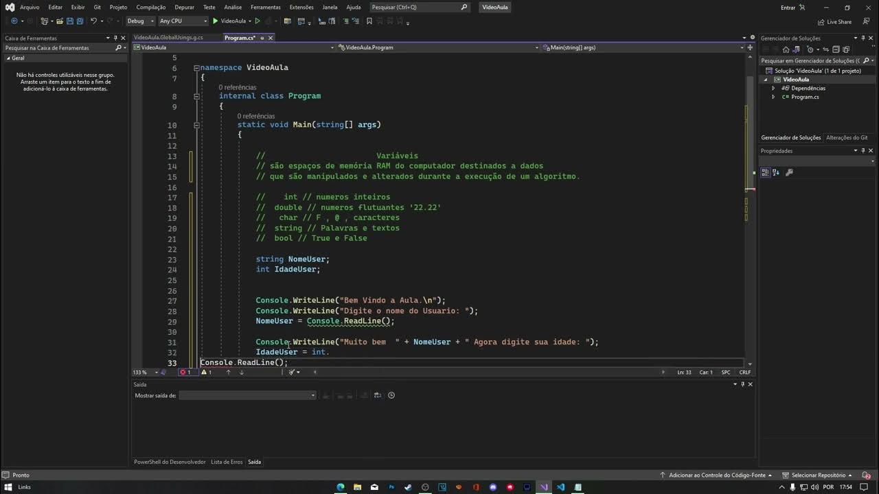C Variáveis Do Tipo String E Int Criando E Declarando Youtube