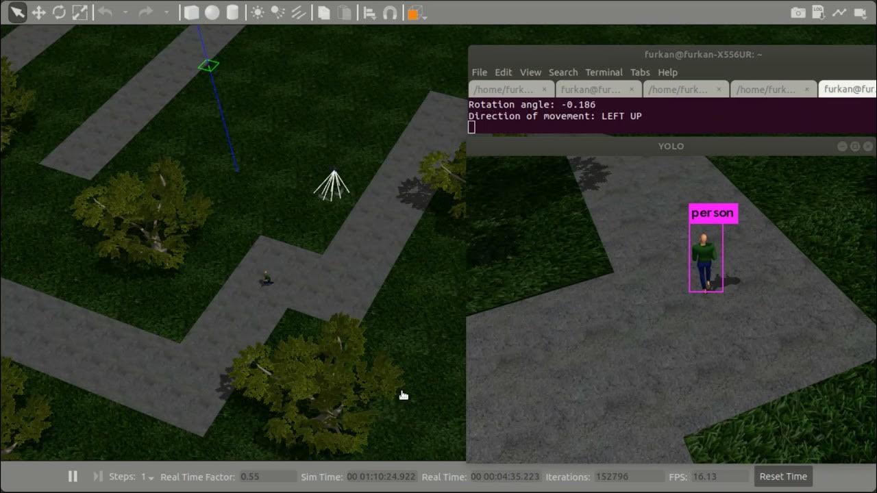 GAZEBO + ROS + YOLO: Human Tracking With Drone - YouTube
