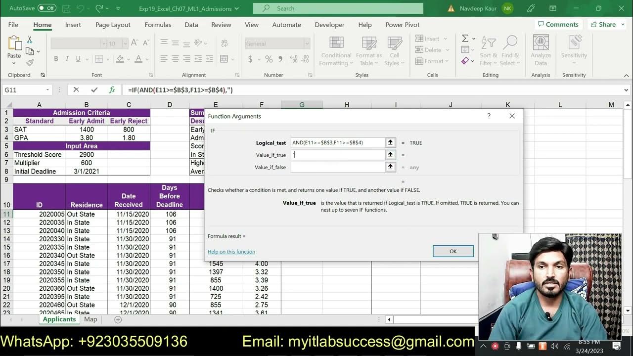 Exp19_Excel_Ch07_ML1_Admissions | Excel Chapter 7 Mid-Level 1 - Admissions Excel Chapter 7 - YouTube
