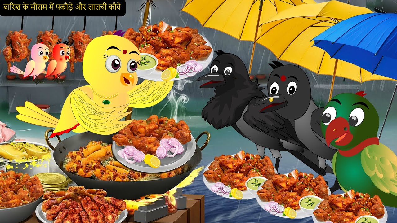 बारिश वाला कार्टून |Barish Wala Cartoon |Barish Chidiya Ka Ghr Kahani ...
