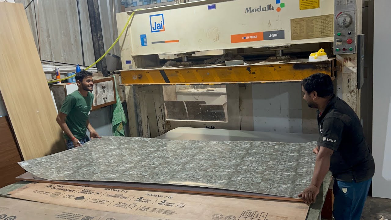 💫🪚🔨Colure Laminate Pressing !! Cold Press Sheet 8x4 !! #laminatedoor # ...