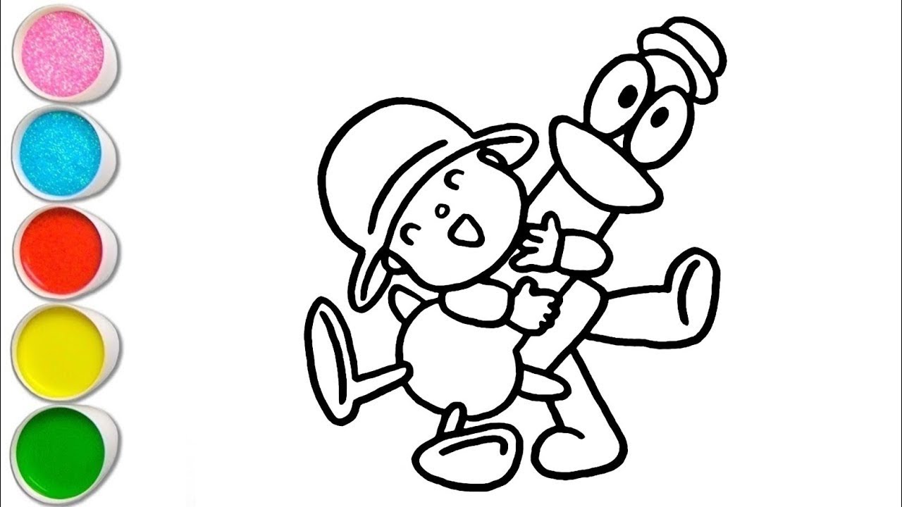 Cute Pocoyo and Pato Drawing, Painting and Coloring For Kids and ...