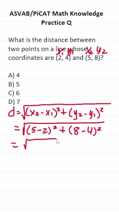 ASVAB/PiCAT Math Knowledge Practice Test Question: Distance Formula # ...