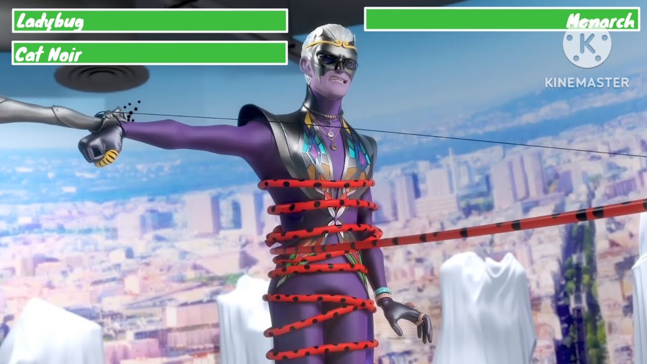 LADYBUG AND CAT NOIR VS MONARCH (SECOND FIGHT) WITH HEALTHBARS | HD ...