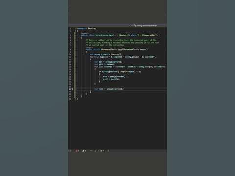 Selection Sort | Sorting algorithms in C sharp #coding #sorting # ...