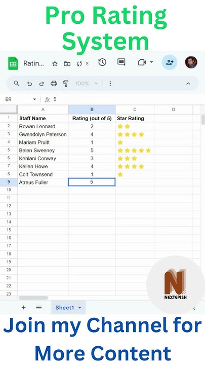 Star Rating in Google Sheets #shorts #viral #shortvideo #googlesheets #excel - YouTube