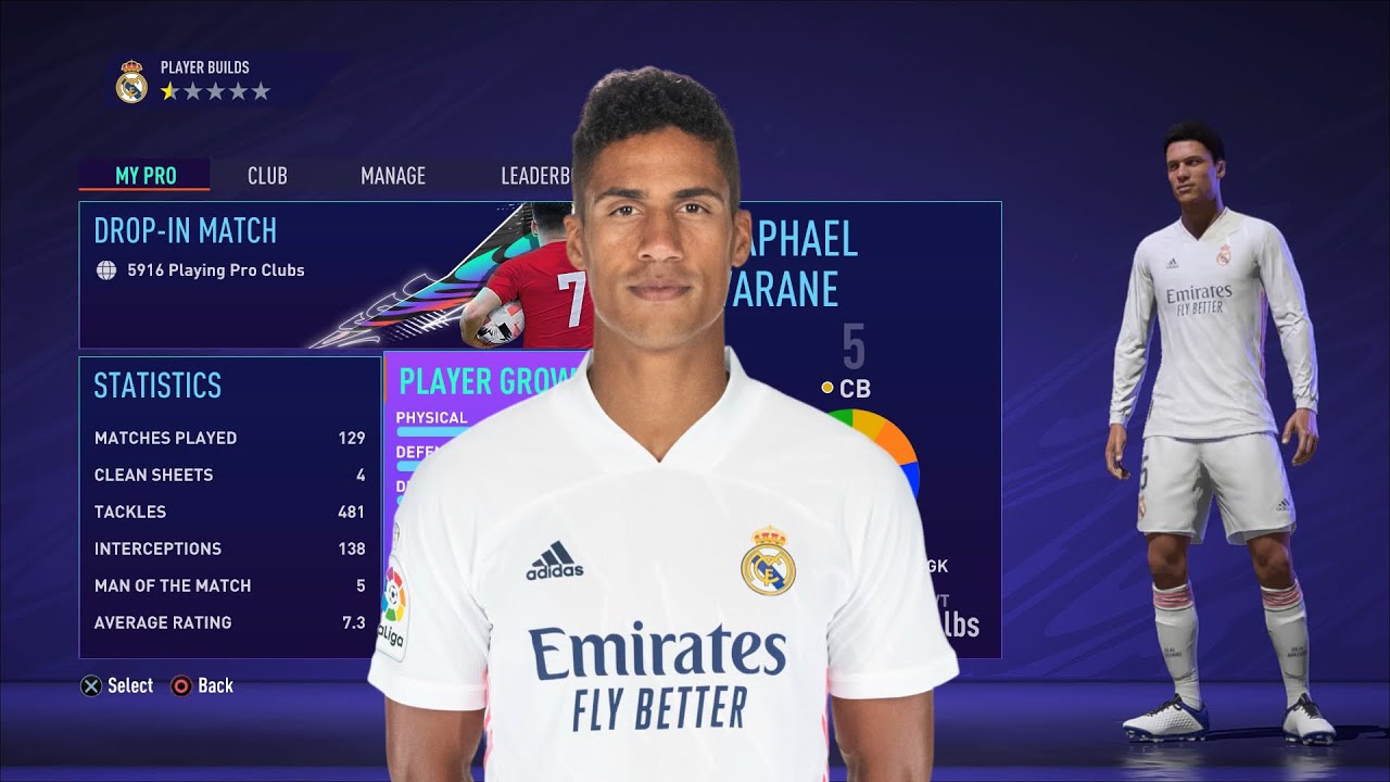 Raphael Varane Player Build Fifa 21 Pro Clubs - YouTube