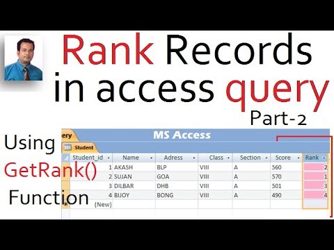 Rank records in access query Part-2 | Use GetRank function |select & update query - YouTube