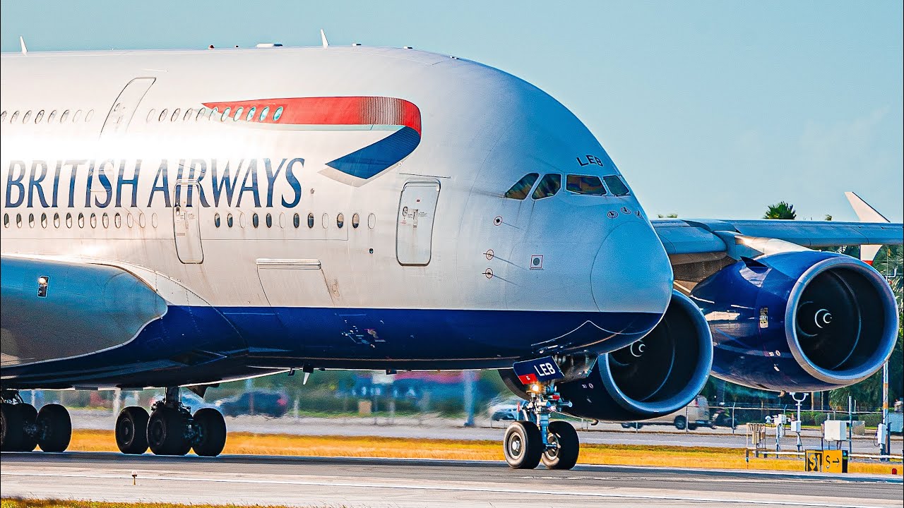 Miami Int'l Airport | Plane Spotting 4K Video - Airbus A380, Boeing747 ...