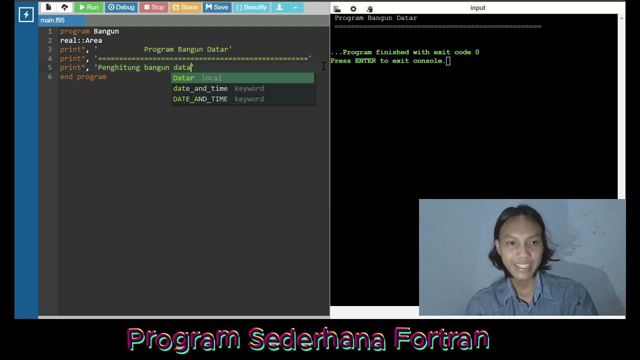 Program Perhitungan Area bangun Datar Fortran - YouTube