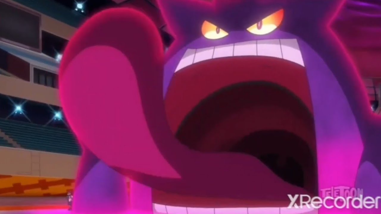 Gengar Dynamaxes and Gigantamaxes in English Dubbed - YouTube