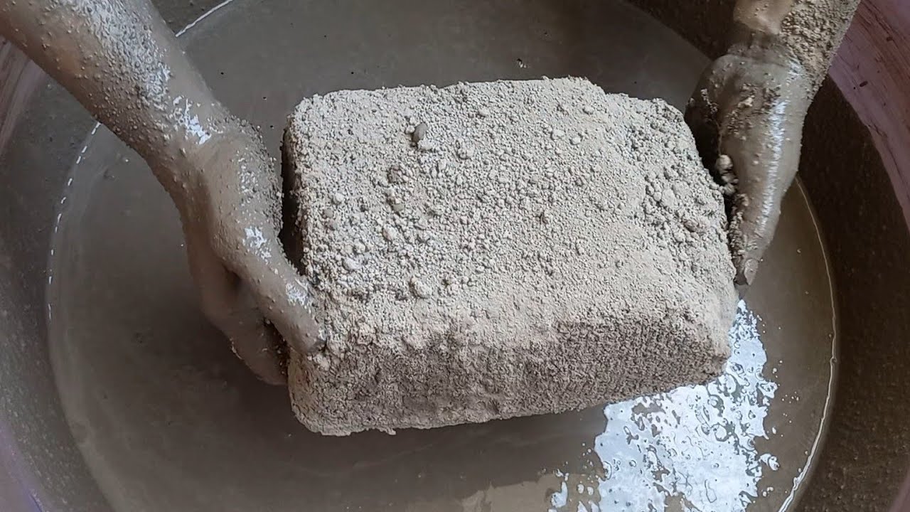 ASMR | crunchy dusty sand cement blocks crumbling in water | satisfying ...