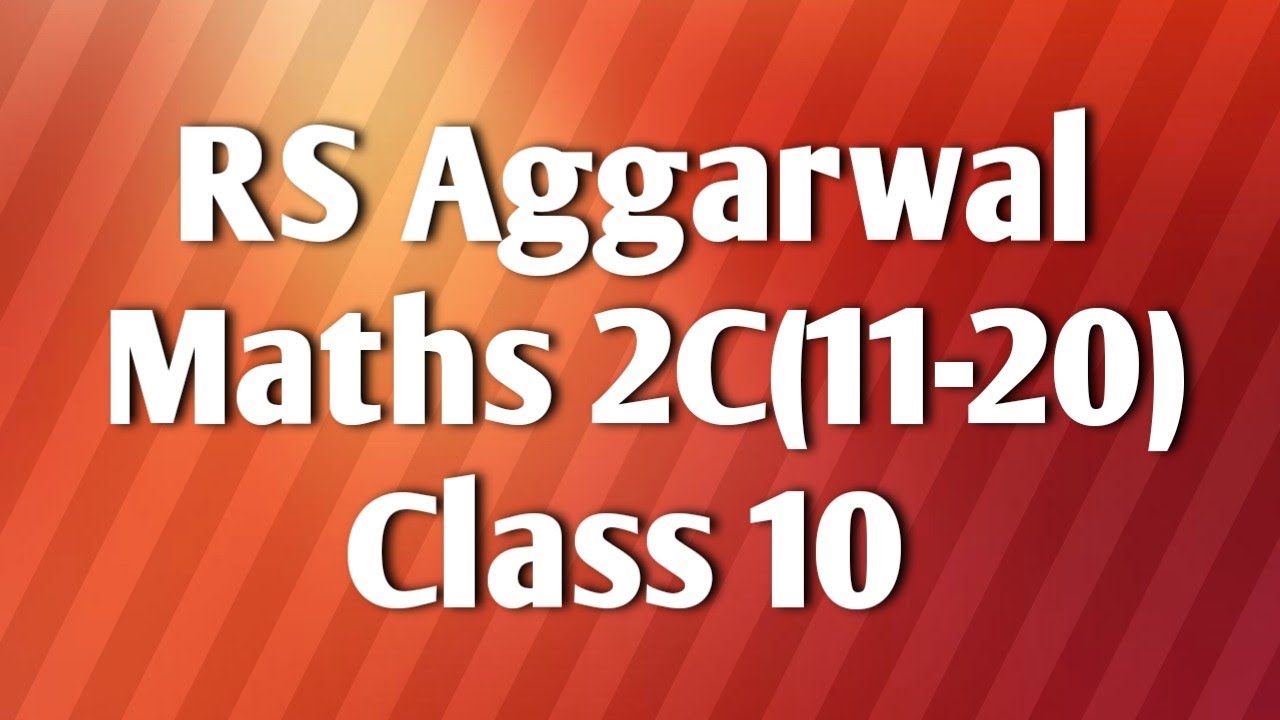 Class 10 Maths 2C RS Aggarwal (Polynomials) - YouTube