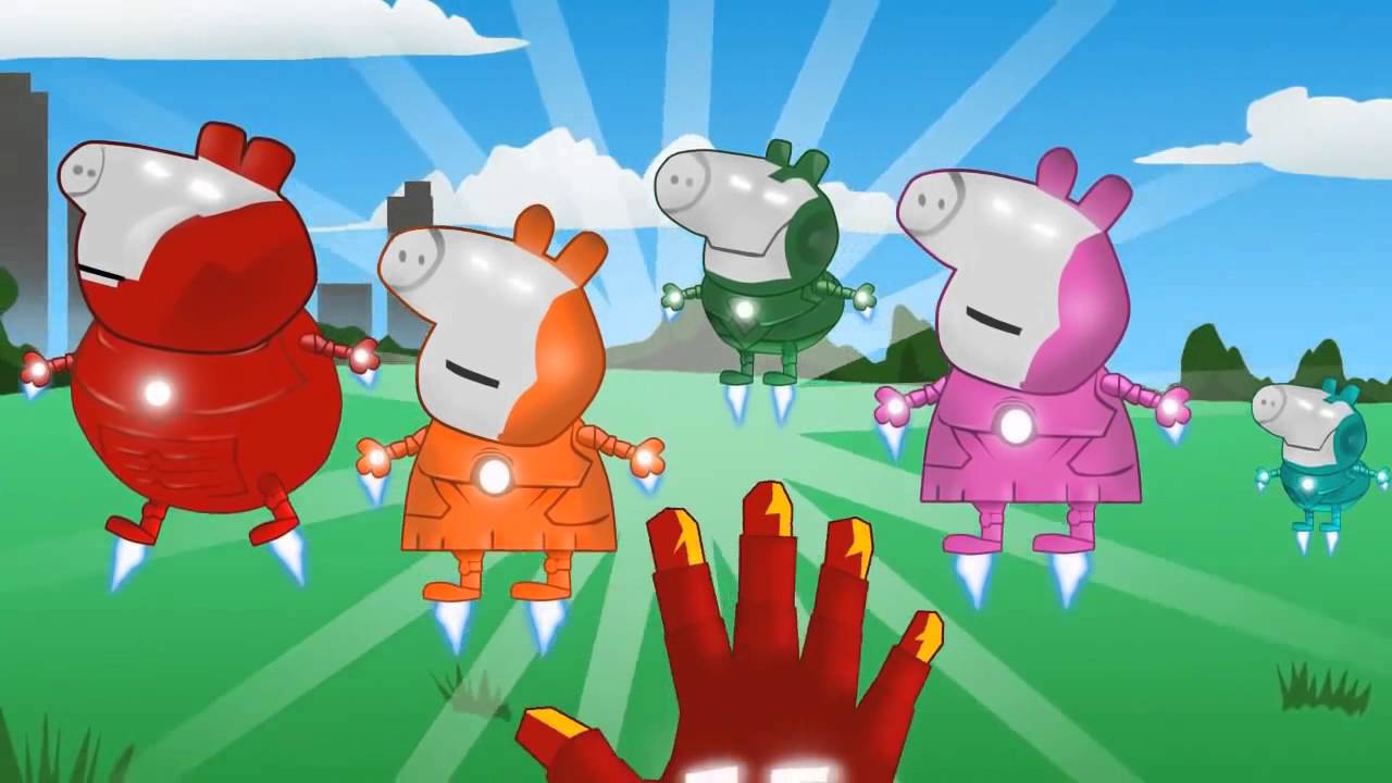 Peppa Pig Iron Man Finger Family \ Nursery Rhymes Lyrics 2 - YouTube