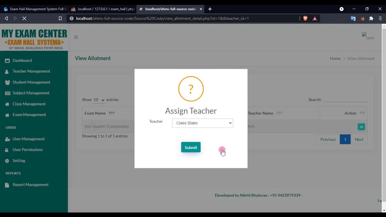 Exam Hall Management System Full Source Code in PHP DEMO - YouTube