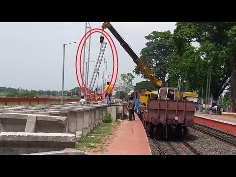 OHE mast/Catenary pole Unloading - YouTube
