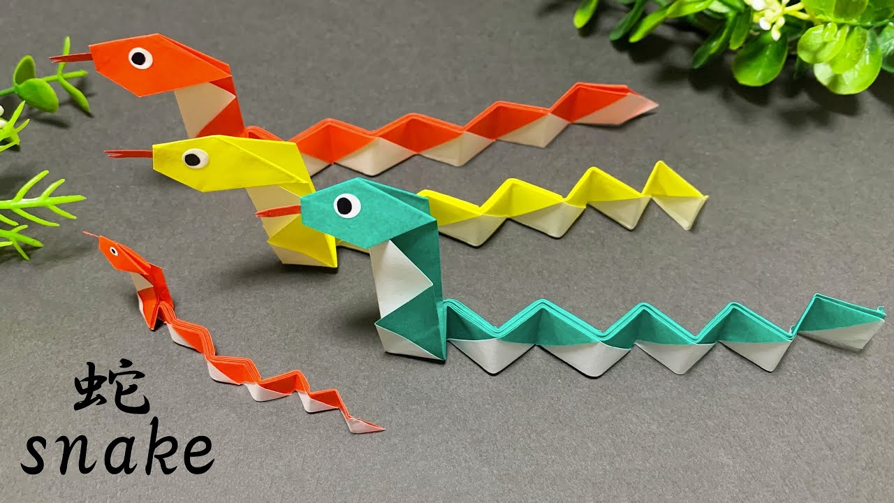 【折り紙】簡単 蛇の折り方🐍How to make paper snake#蛇#へび#snake#साँप#ular#干支#งู#뱀#巳#蛇年 ...