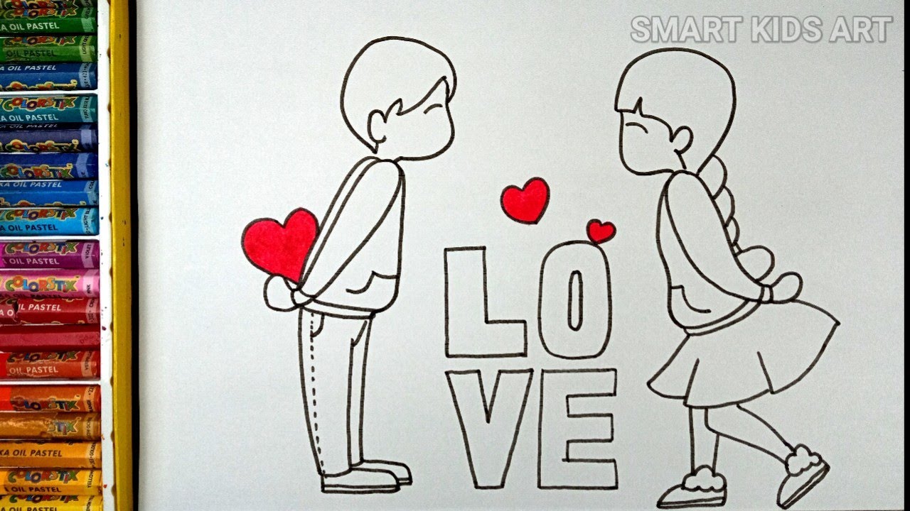 Valentines Day Drawing | Propose Drawing | Boy And Girl Drawing | Draw ...