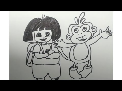 how to draw a Dora bujji the explore very easy for kids, beautiful ...