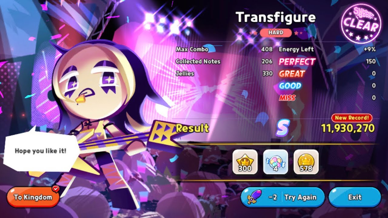 [Cookie Run: Kingdom] Transfigure (Hard) Max Perfect!!! 11,930,270pts ...