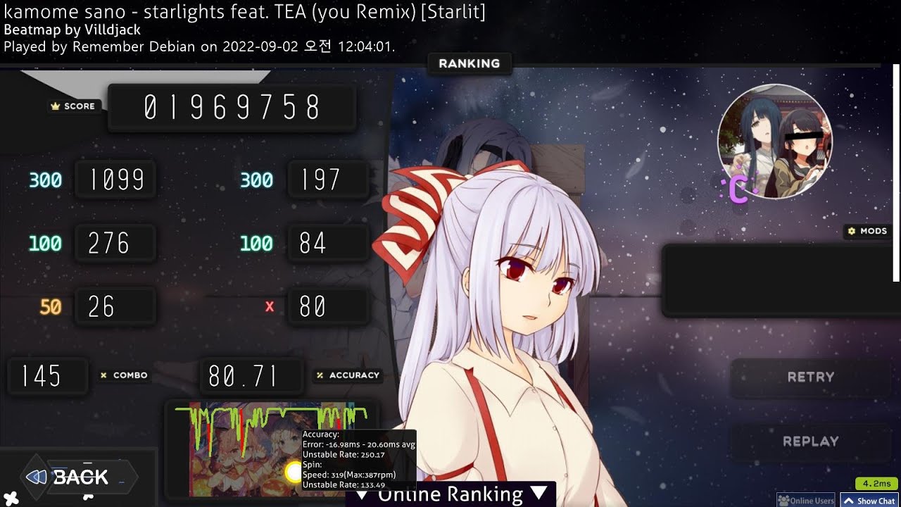 [osu Bancho] kamome sano - starlights feat. TEA (you Remix) [Starlit ...