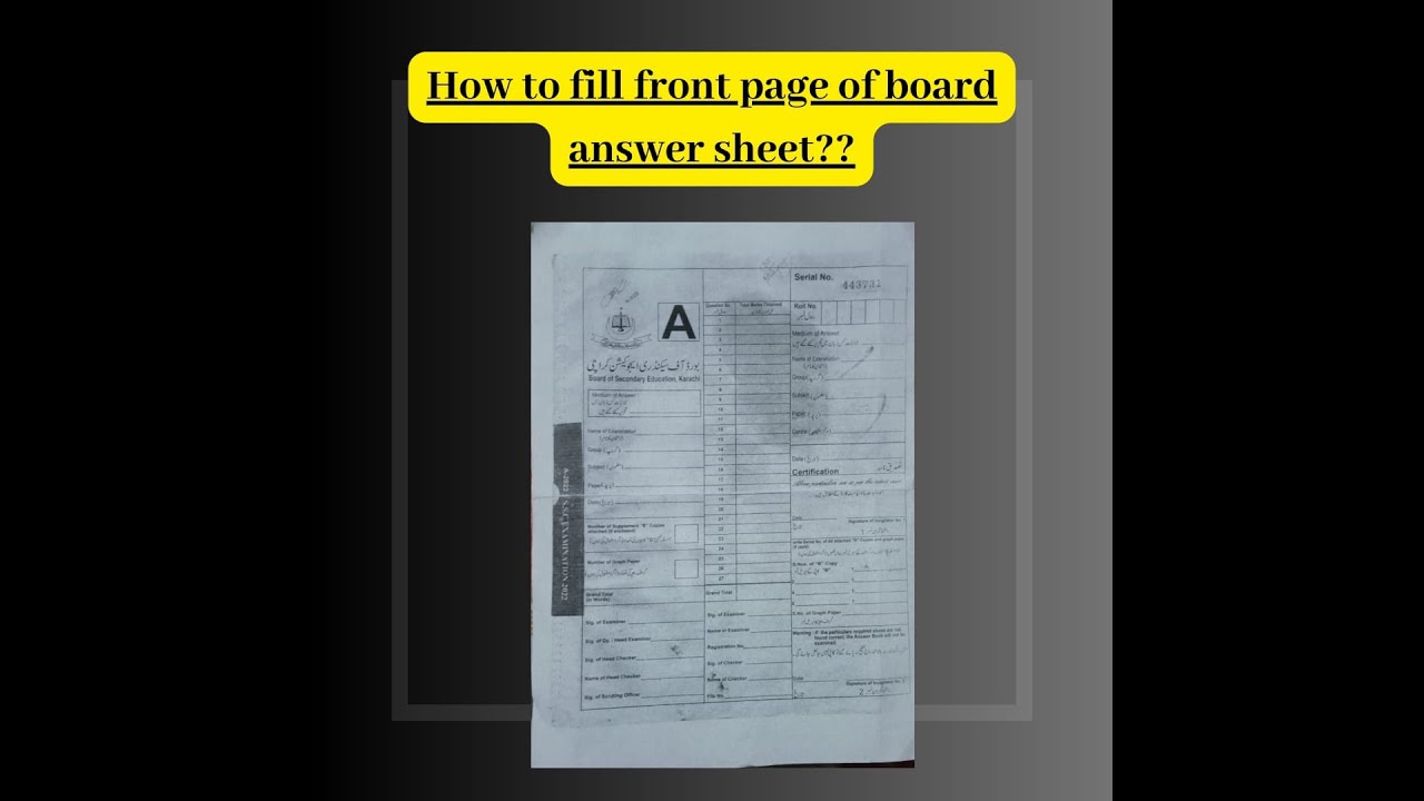 How to fill first page of board answer sheet ??? - YouTube
