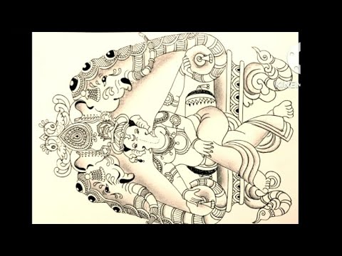 A beautiful drawing lord Ganesha sitting on elephant singhasan/penart ...