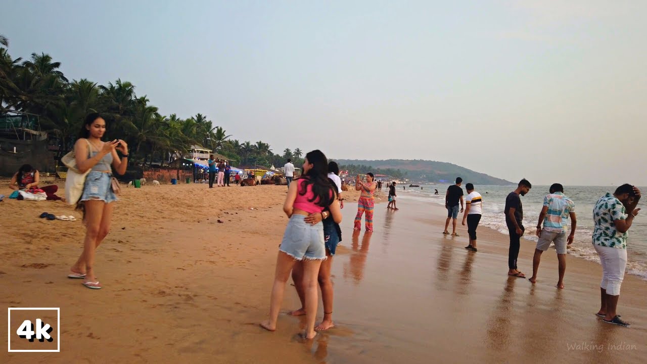 Evening walk at Anjuna Beach Goa | Anjuna Beach Evening vibes | Goa Beach video 4k - YouTube
