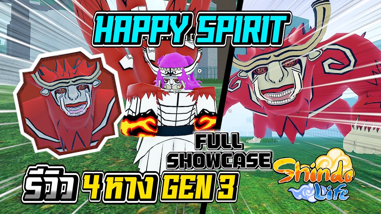 [FULL SHOWCASE] รีวิว 4 หาง Gen 3🐵สกิลแรง! *Happy Spirit* l Shindo Life ...