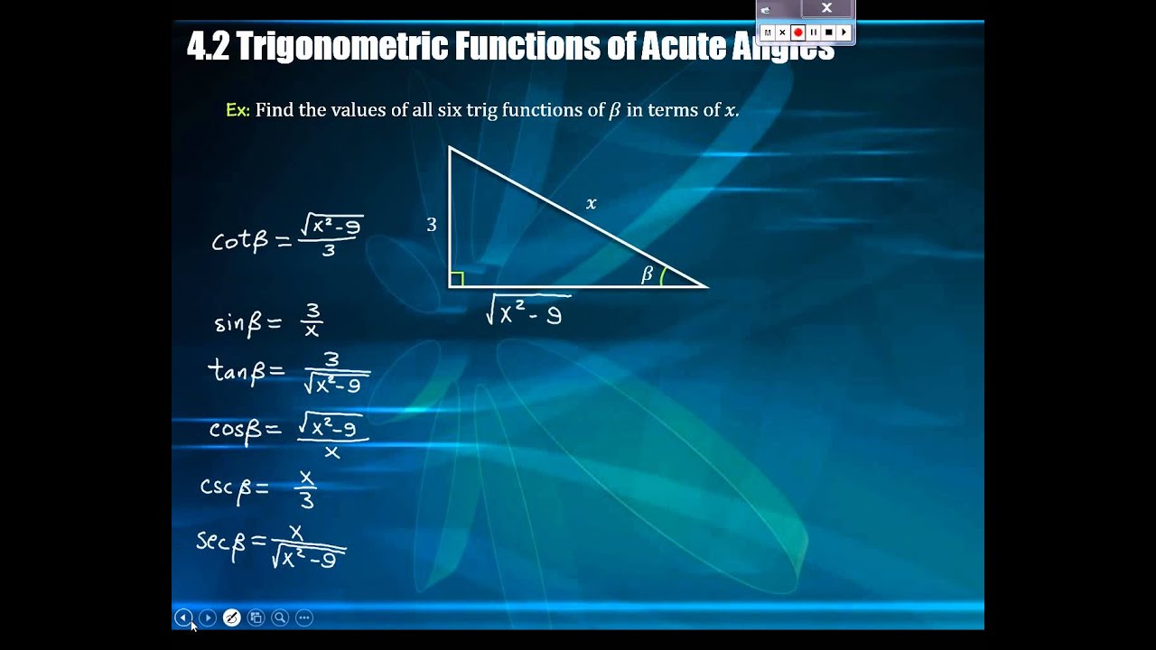 Unit 4 - 4.2 Trig Functions of Acute Angles - YouTube