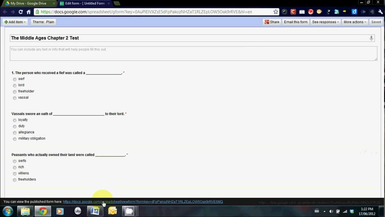Creating a Form on Google Drive.avi - YouTube