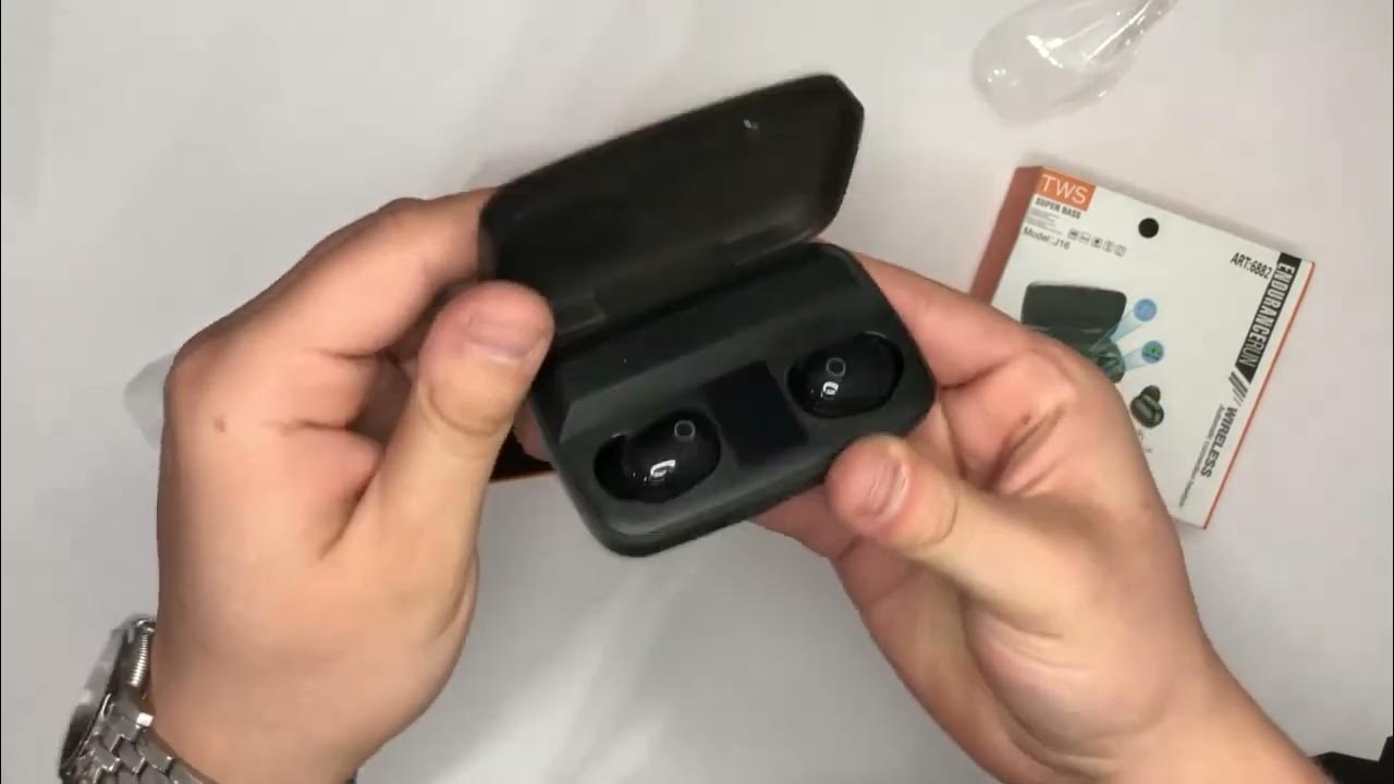 Bluetooth стерео навушники бездротові з боксом для зарядки Air J16 TWS Original - YouTube
