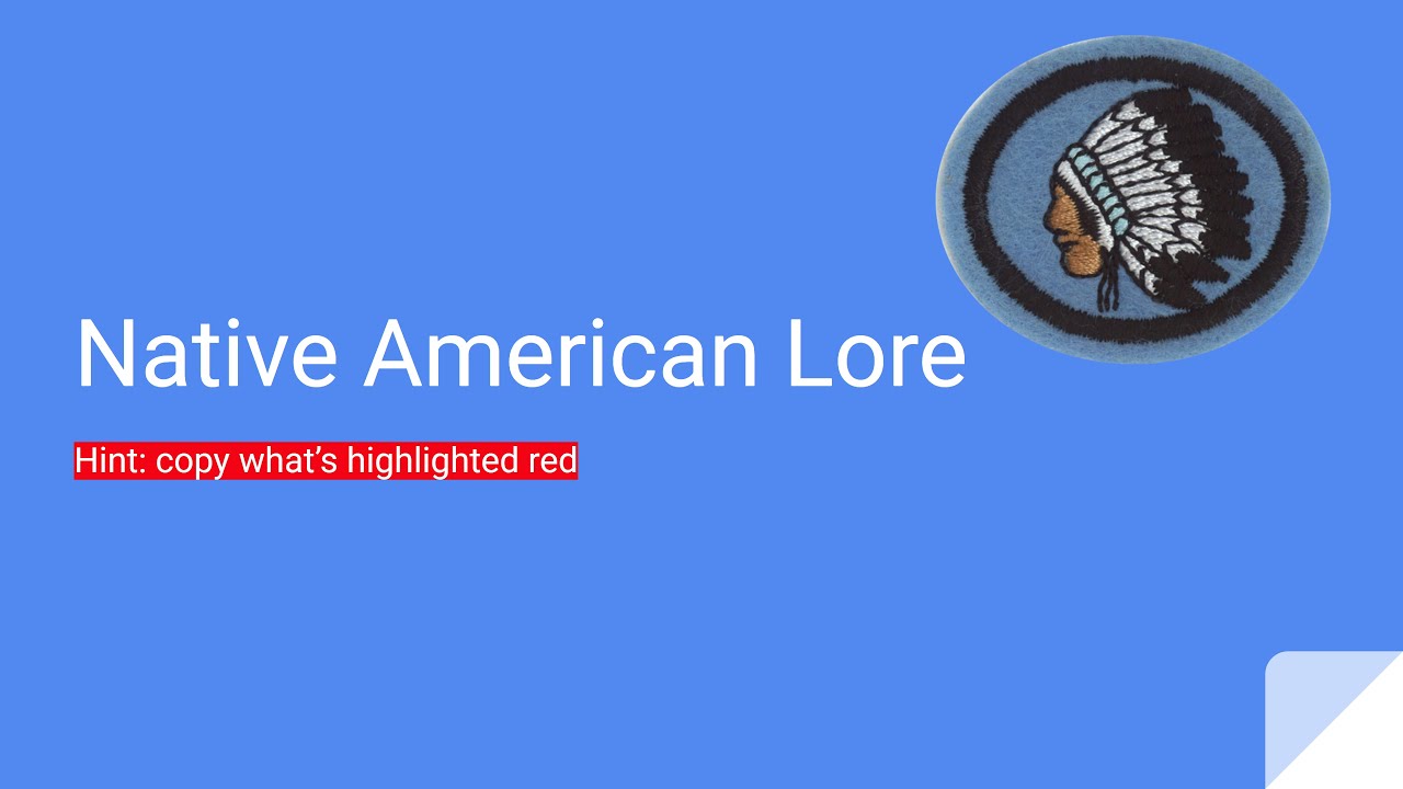 Pathfinder honor: Native American Lore - YouTube