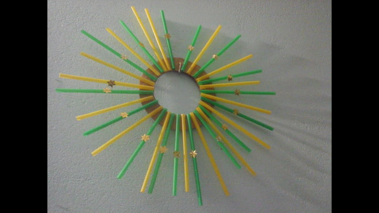 Drinking Straw sunburst. Wall hanging with straw. Drinking straw crafts ...