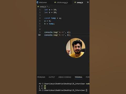 Javascript interview questions - 2, swap two number without third - array destructor #javascript ...
