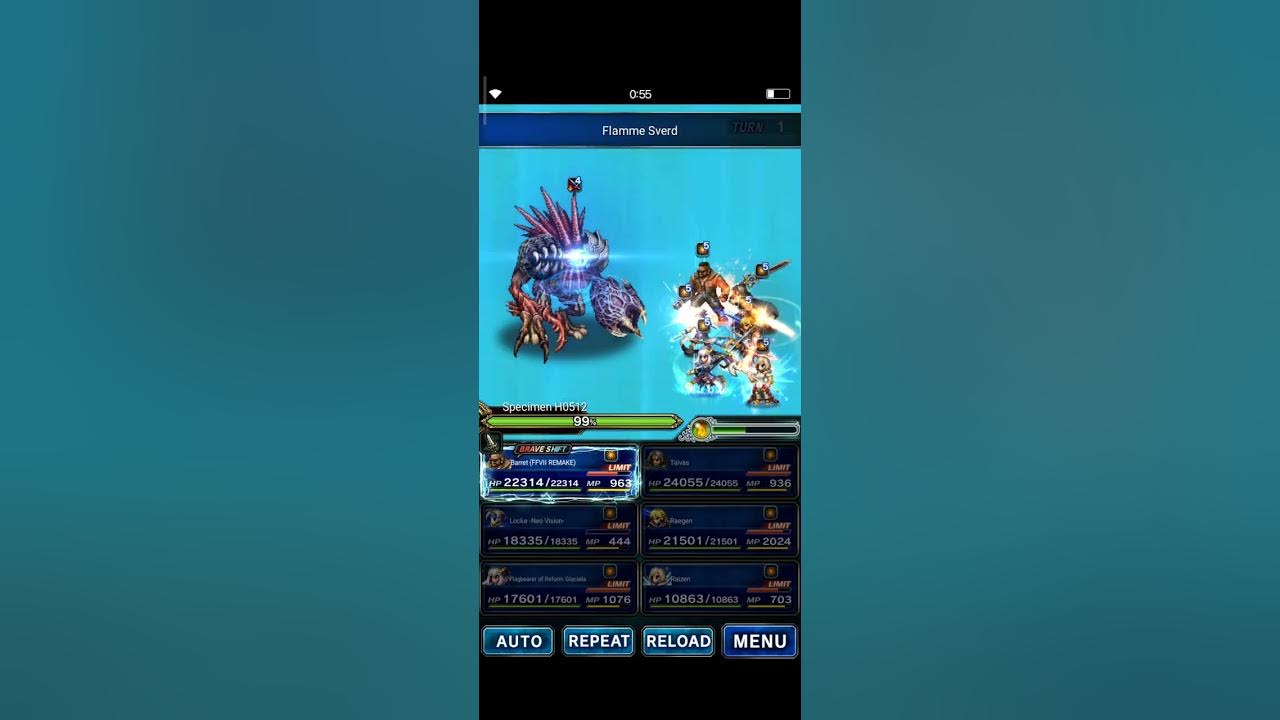 FFBE// VS Specimen H0512 Lvl.4// With Flagbearer of Reform Glaciela// Cloud's Crowns - YouTube