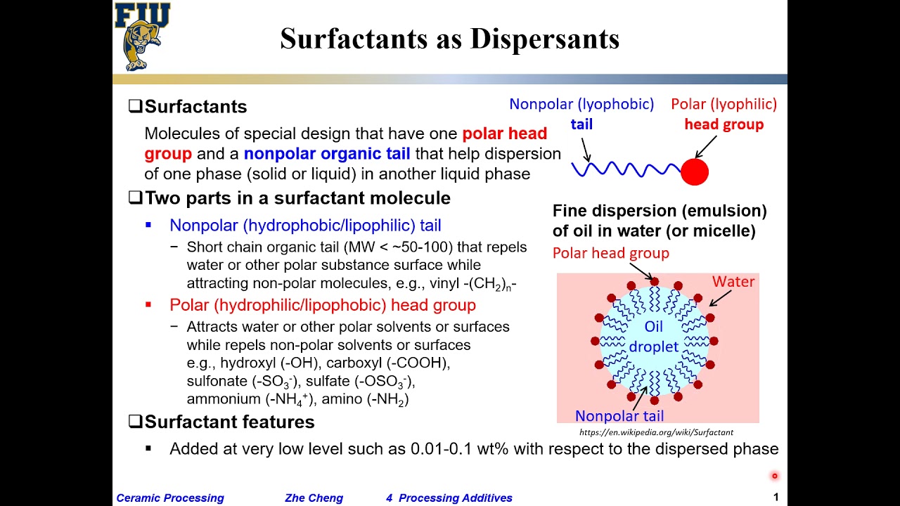 Ceramic Processing L4-04 Surfactant as dispersant - YouTube