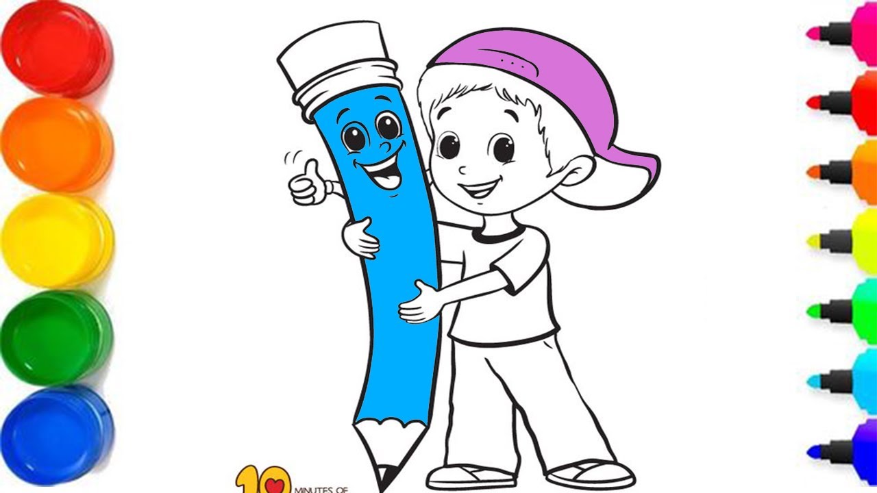Pencil boy ️🧍‍♂️🌈 easy way to drawing and coloring for kids and ...