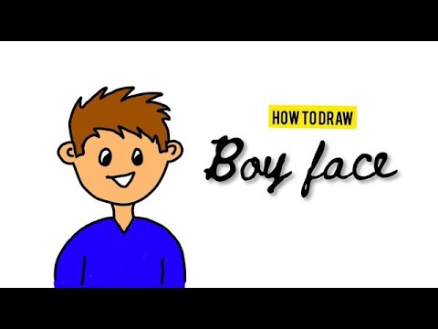 How to draw a boy face | Drawing and coloring for children Kids art of ...