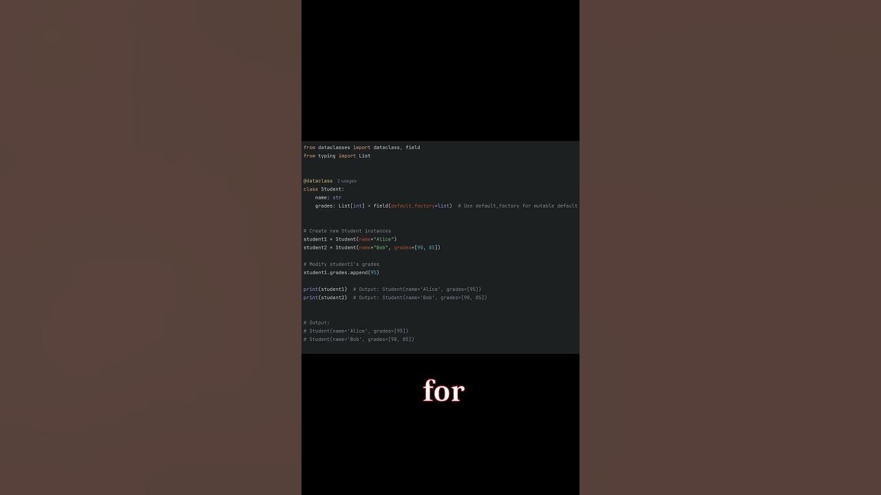 Python Trick Using Dataclasses With Fielddefaultfactory Youtube