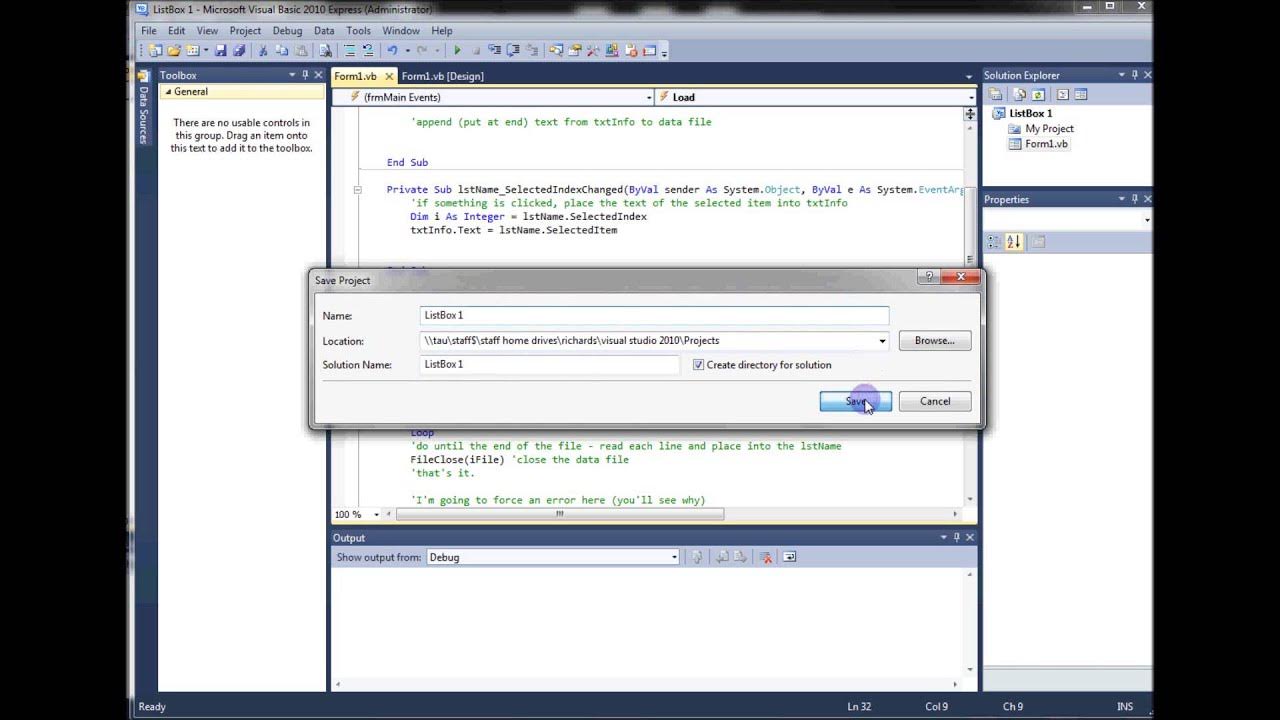 VB Listbox example 1: adding an item to a listbox - YouTube